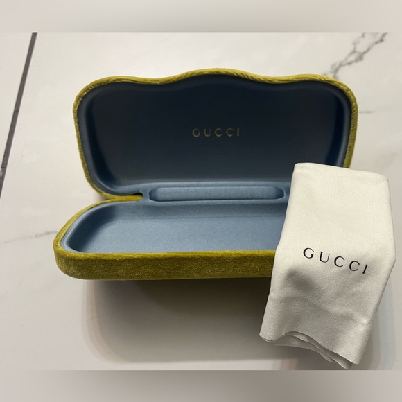 Gucci | Accessories | Gucci Sunglasses Case Gold Velvet Clamshell Case ...
